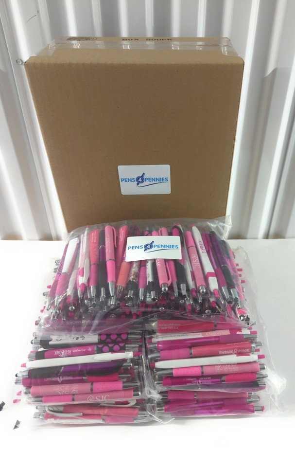 Bulk Misprint Pen Lots 500 count mixed PINK ROSE MAGENTA Ballpoint ...