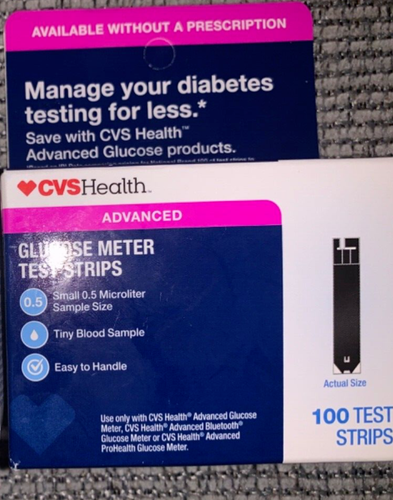 CVS Advanced Glucose Meter Test Strips 100CT Exp 8/25 | eBay