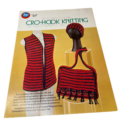 Cro hook knitting booklet book boye 7695 vintage patterns | eBay