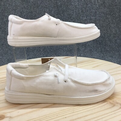 Mad Love Shoes Womens 9 Lizzy Casual Moc Toe Sneakers White Fabric Lace ...