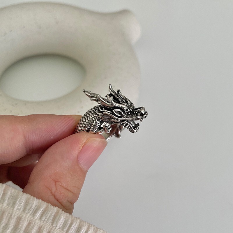 Vintage 925 Sterling Silver Dragon Ring Unique Dragon Ring for men ...