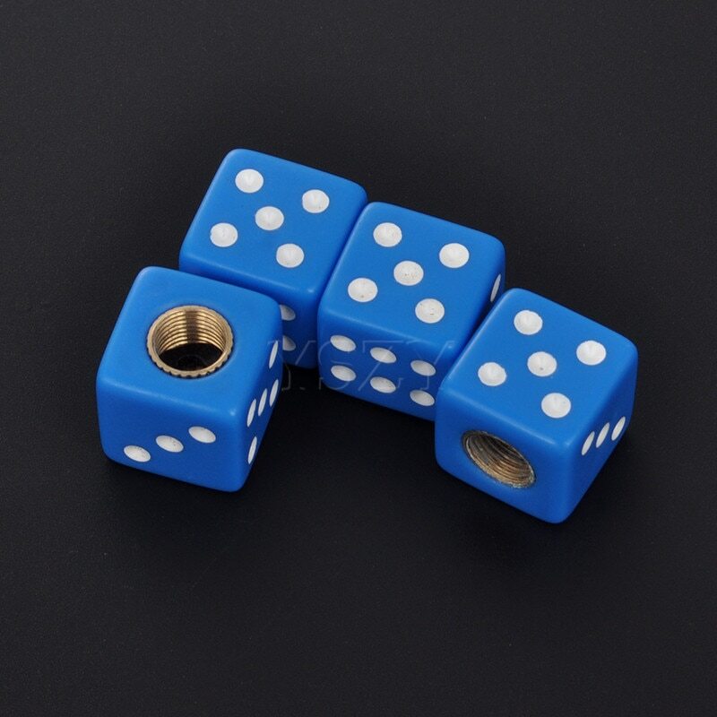 4x Dice-Shape Valve Stem Air Tire Cap Cover Universal Colored Die Car ...