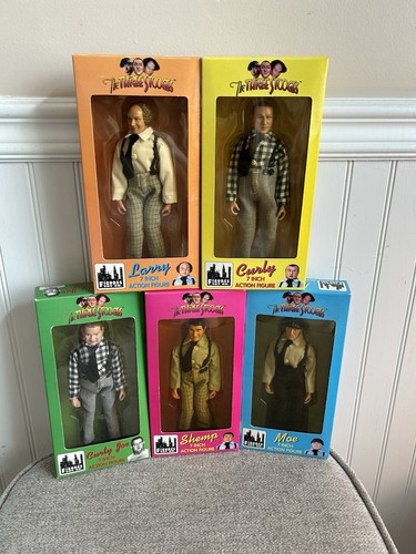 The Three Stooges 7” Figures Curly Joe Shemp Larry Moe Curly Figures ...