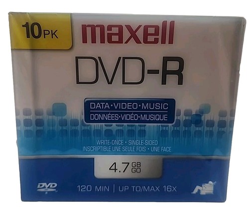 New Maxell DVD-R Data Video 10 Pack Nib Sealed 25215625800| eBay