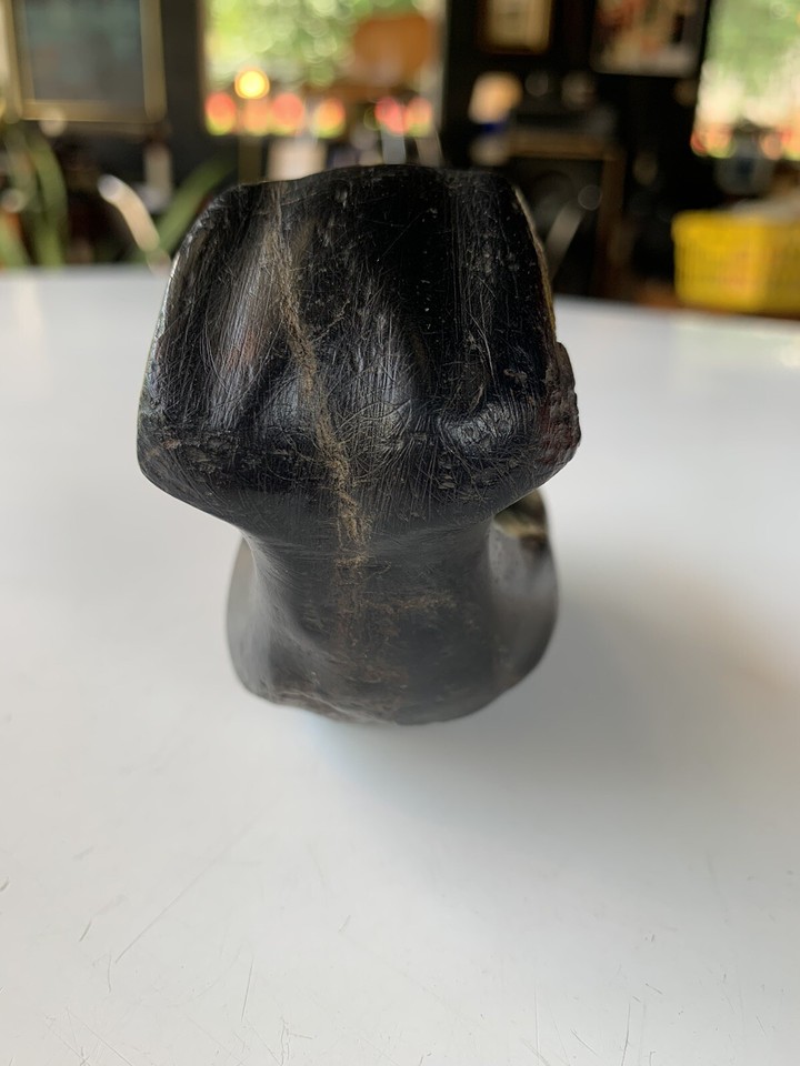 Chumash Killer Whale Stone Effigy Steatite w/ Carved mouth, Shell Inlay ...