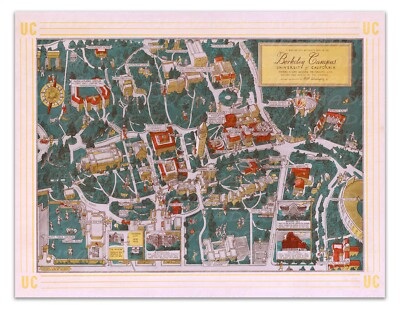 BERKELEY CAMPUS UNIVERSITY OF CALIFORNIA, Pictorial Map 1937-Unframed ...