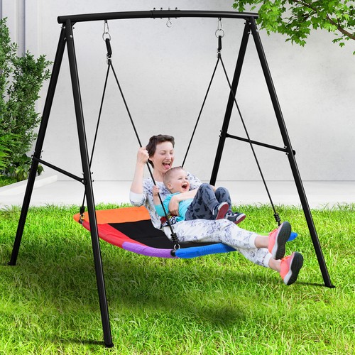 Heavy Duty A-Frame Metal Swing Stand with 60" Large Platform Swing for ...
