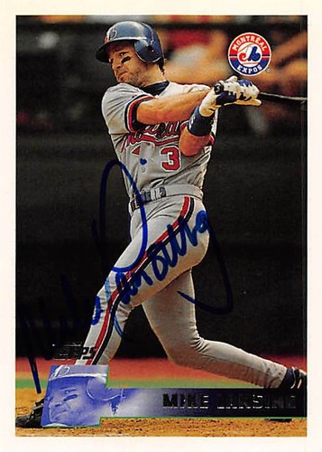 Mike Lansing autographed Baseball Card (Montreal Expos, SC) 1996 Topps ...