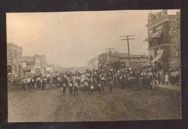 REAL PHOTO FAIRFAX OKLAHOMA DOWNTOWN STREET SCENE CROWDED POSTCARD COPY ...