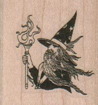 Wizard With Fire 1 1/2 x 1 1/2" Mounted Rubber Stamp, Fantasy and Magic ...