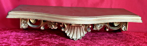 Homco #3069 Gold Plastic Wall Shelf Floral Scroll Shell 16.5x7" Regency ...