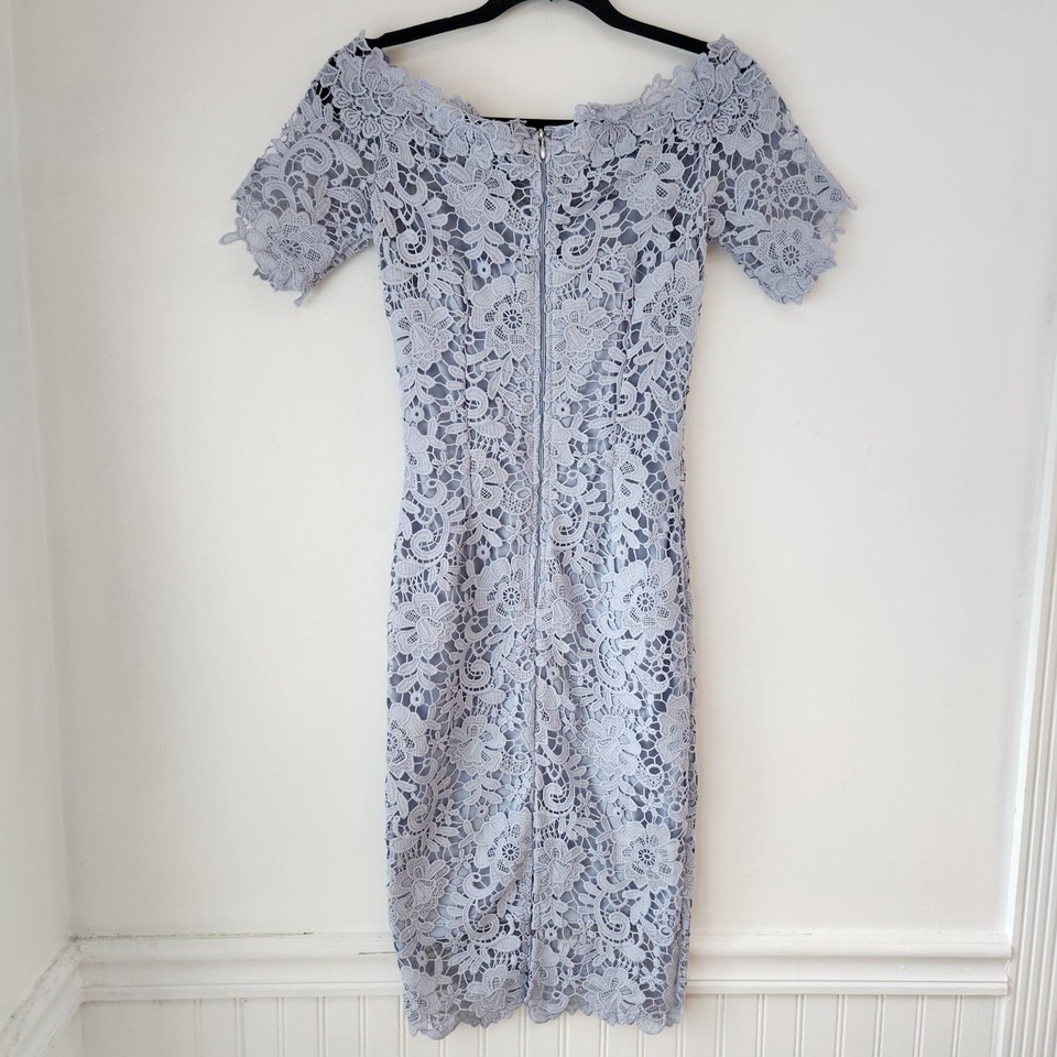 Paper Dolls London Blue Lace Pencil Dress Easter Evening Cocktail Women ...