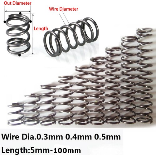 Spring Steel Small Compression Springs Wire Dia.0.3mm-0.5mm OD 2mm-10mm ...