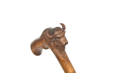 Handmade Bison Walking Stick Handcrafted Wooden Cane Woodcarving ...