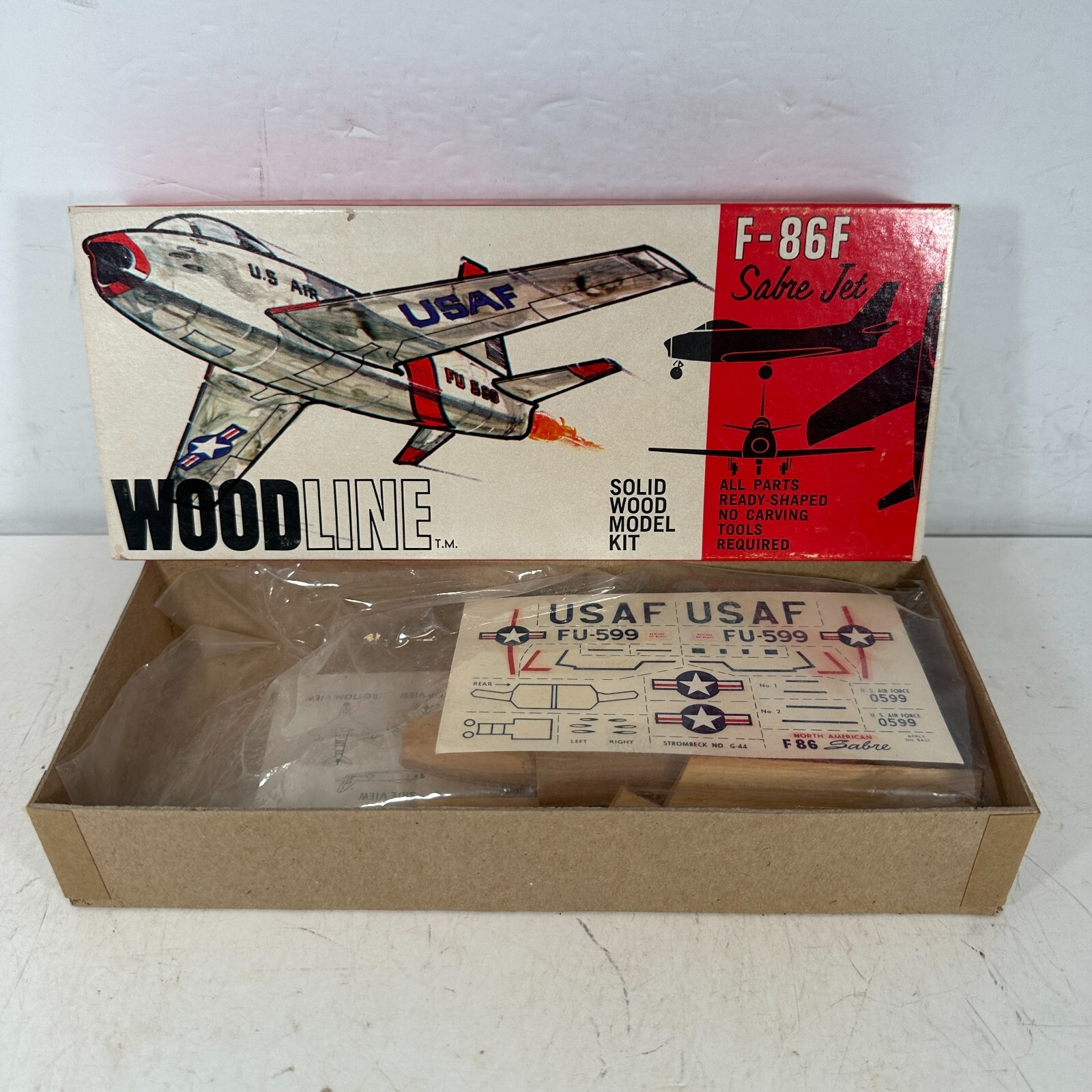 Strombecker G-44 F-86F Sabre Jet US Air Force WoodLine Solid Wood Model ...