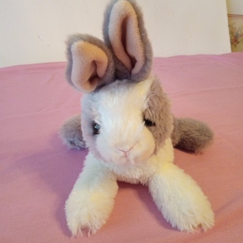 AURORA World Gray White Flopsie BUNNY Rabbit 7" Plush Easter Stuffed ...