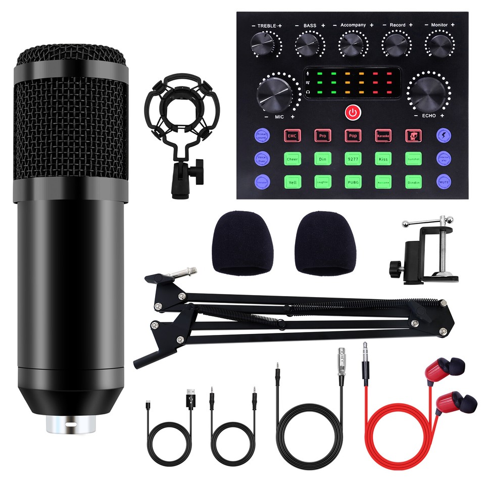 Earphone Studio Recording Kit Podcast Mixer Equipment Condenser ...