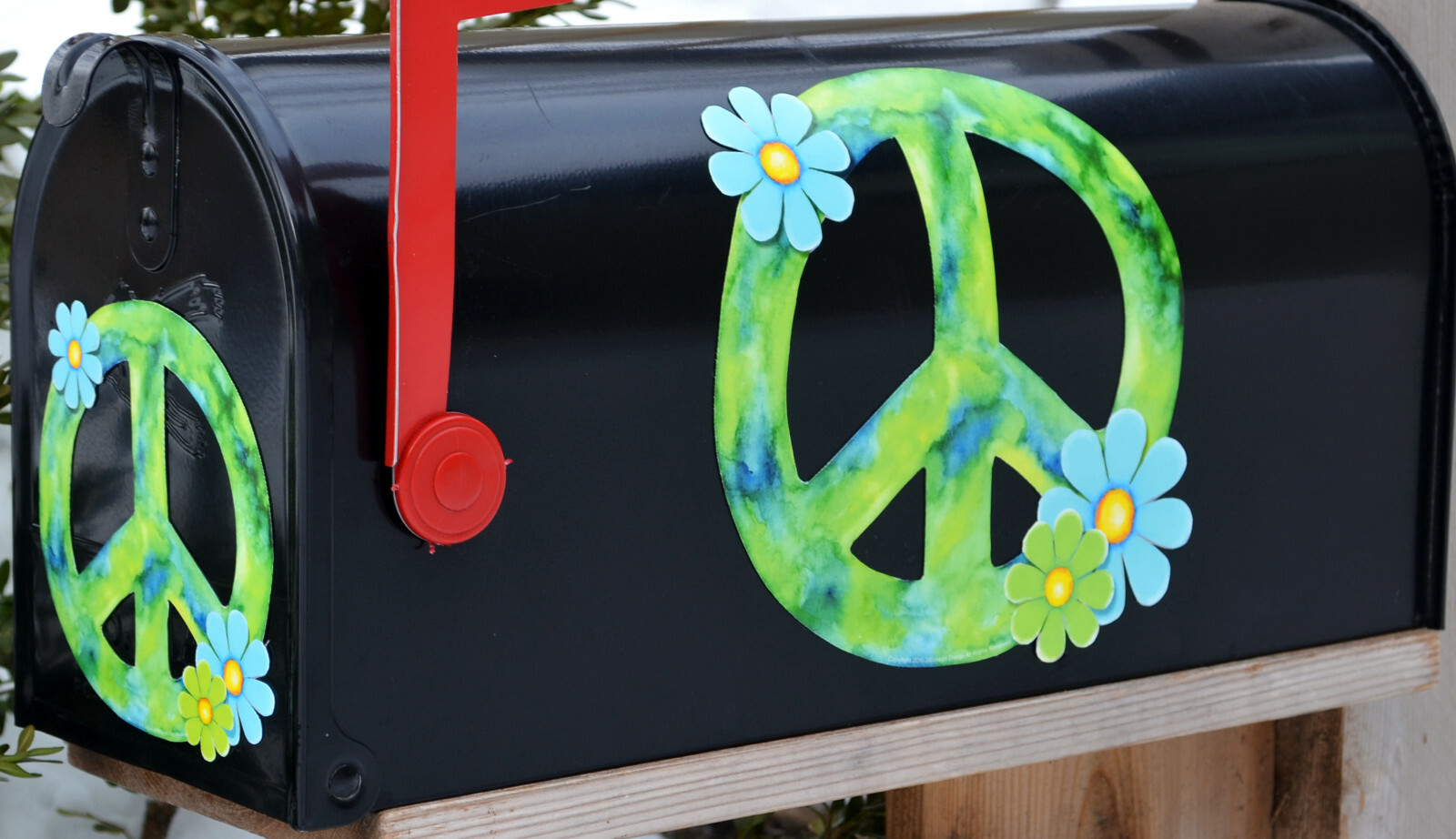 Mailbox Magnet (Partial Cover) Peace Sign Groovy Daisy Daisies Mail Box ...