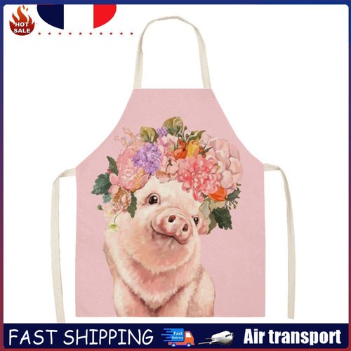 Pig Printed Women Kitchen Aprons Linen Oil-proof Apron (82x68cm) FR | eBay