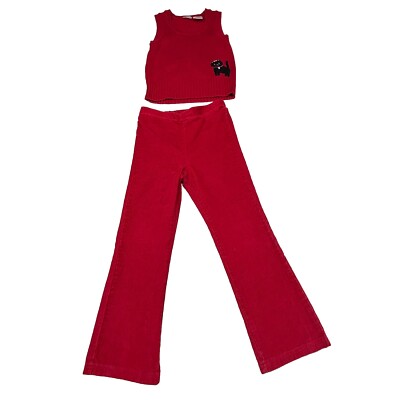 Girl Connection Red Knit Vest And Corduroy Pants Size 5 | eBay