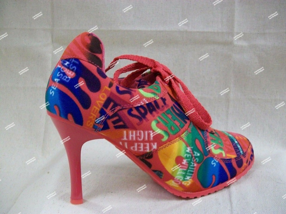 Retro 80s Lace Up Tennis Shoe Heels ValleyGirl Graffiti Hip Hop Rapper ...