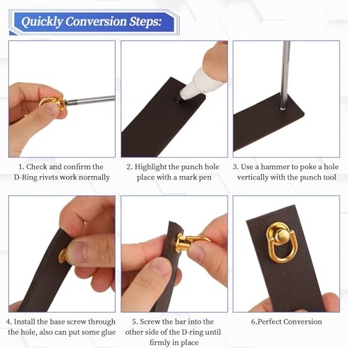 20 Pieces D Rings for Purse, Purse Strap Hardware, Screw Rivets for ...