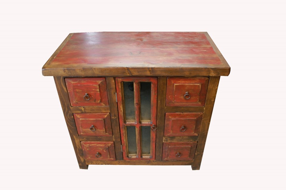 Burbank Custom Rustic Bathroom Vanity Red Wash 40" | eBay