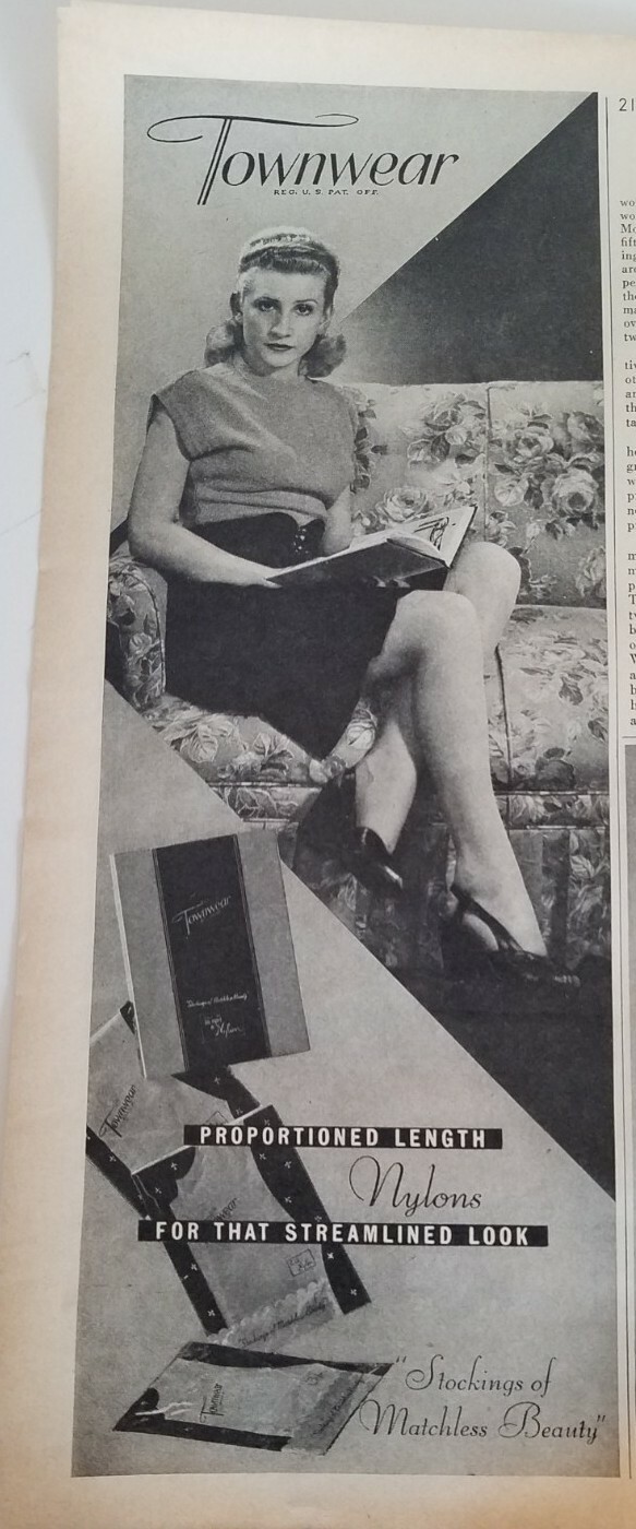 1946 women's Townwear nylon stockings Hosiery legs vintage fashion ad ...