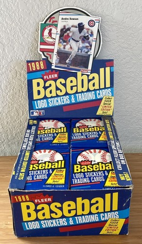 1988 Fleer Baseball Logo Stickers & Trading Cards Box 36 Sealed Packs ...