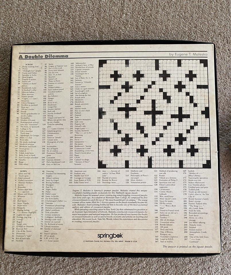 Vintage Springbok Double Dilemma Crossword Jigsaw Puzzle PZL2093 NO ...
