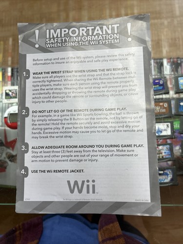Nintendo Wii System Important Safety Information Insert Only C/T-RVL ...