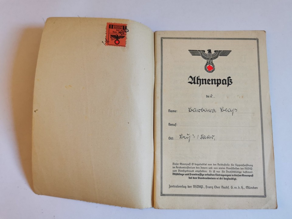 Ahnenpass ww2 NSDAP nazi racial identification [Stamp 15 aug 1945] | eBay