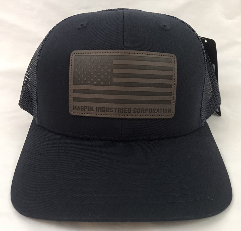 Magpul Standard Leather Patch Trucker Mens Cap Hat Snapback Fit Navy ...