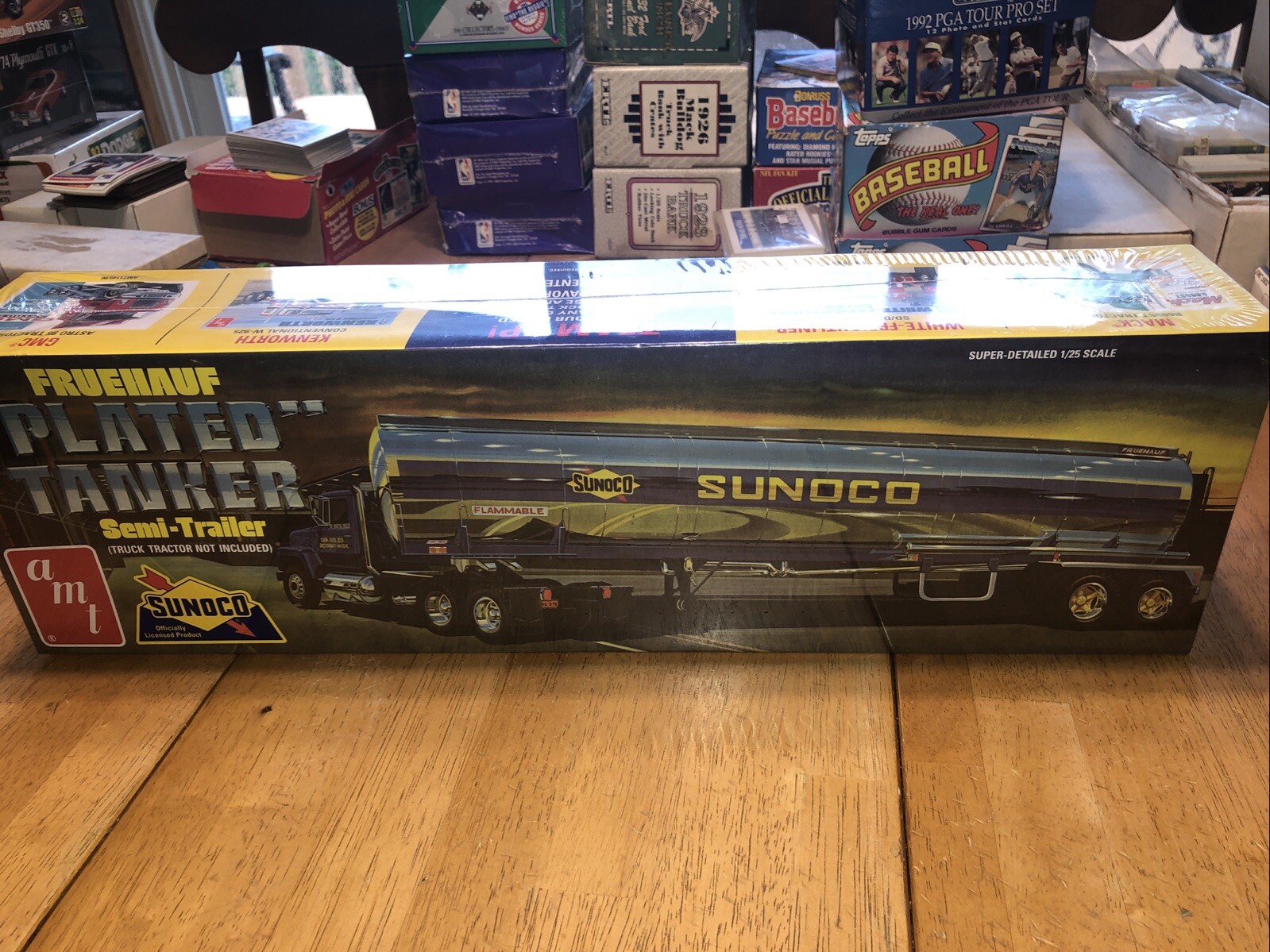 AMT 1:25 Sunoco Fruehauf Plated Tanker Trailer Model Kit Factory Sealed ...