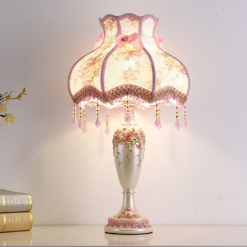 Sweet European Princess Flower Lace Bedside Desk Lamp Table Lamp for ...
