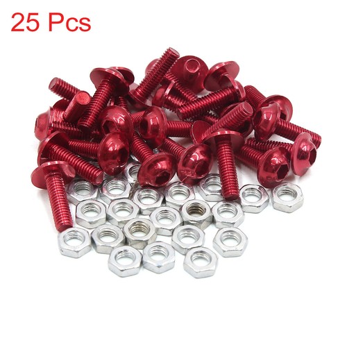 25pcs M6 Red Aluminum Alloy Hex Socket Head Motorcycle Fairing Bolts ...