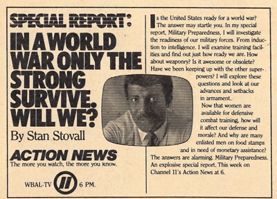 1981 WBAL BALTIMORE TV AD STAN STOVALL NEWS REPORTER | eBay