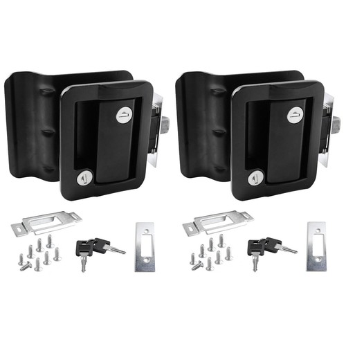 2 Black RV Paddle Entry Door Lock Latch Handle Knob Deadbolt Camper ...