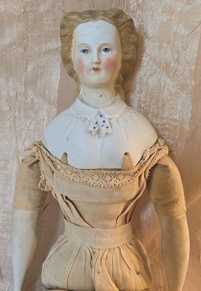 Antique Parian Pale Bisque Shoulder Head Doll W/ Snood Empress Eugenie ...