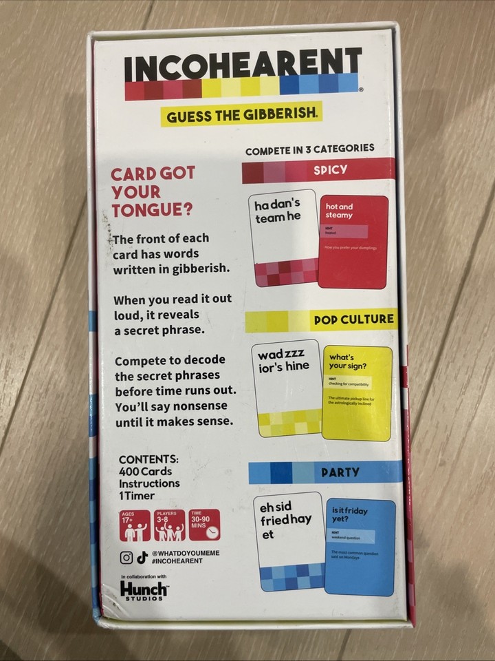 Incohearent: Guess the Gibberish Game THE SPICIER EDITION! Party Game ...