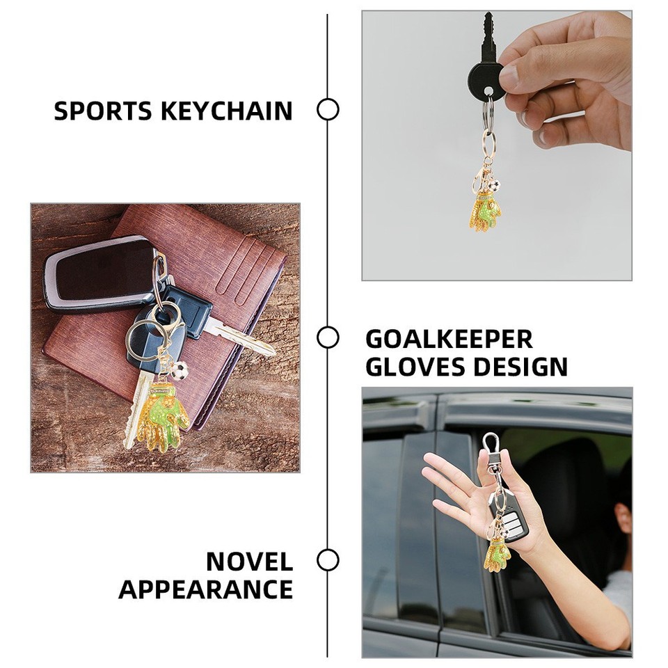 2 Pcs Keychain Accessories Keyring Goalkeeper Soccer Goalie Glove ...