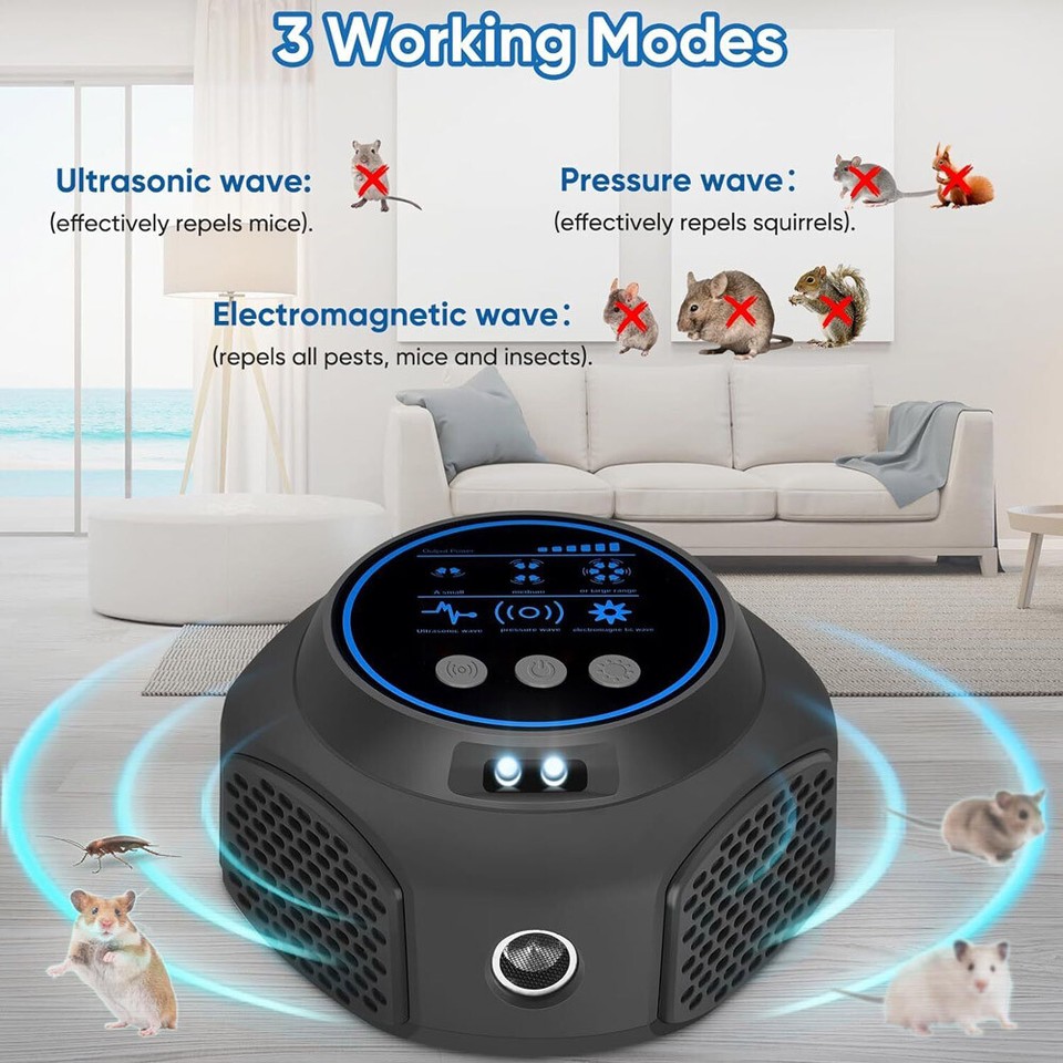 Ultrasonic Pest Repeller Control Electronic Repellent Mice Rat Fly ...