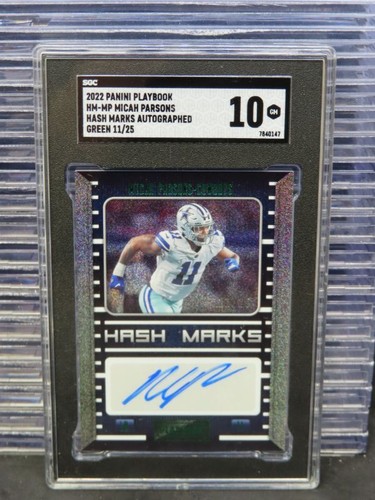2022 Playbook Micah Parsons Green Hash Marks Auto Autograph 11/25 SGC ...