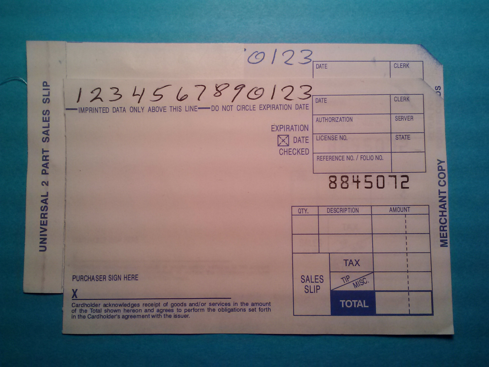 New 200 Short 2 Part Credit Card Sales Slip Manual Imprinter Draft ...