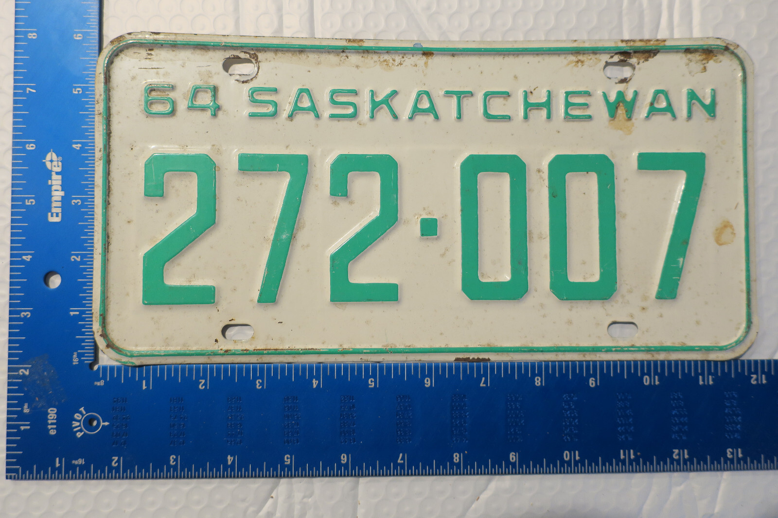 1964 64 SASKATCHEWAN CANADA LICENSE PLATE TAG #272-007 JAMES BOND | eBay