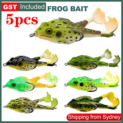 5X 9CM Fishing Lures Surface Freshwater Frog Lure Bait Cod Yellowbelly ...