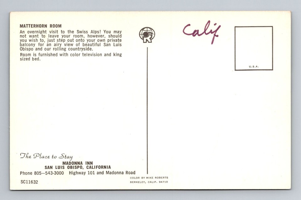 San Luis Obispo CA-California, Matterhorn Room, Madonna Inn, Vintage ...