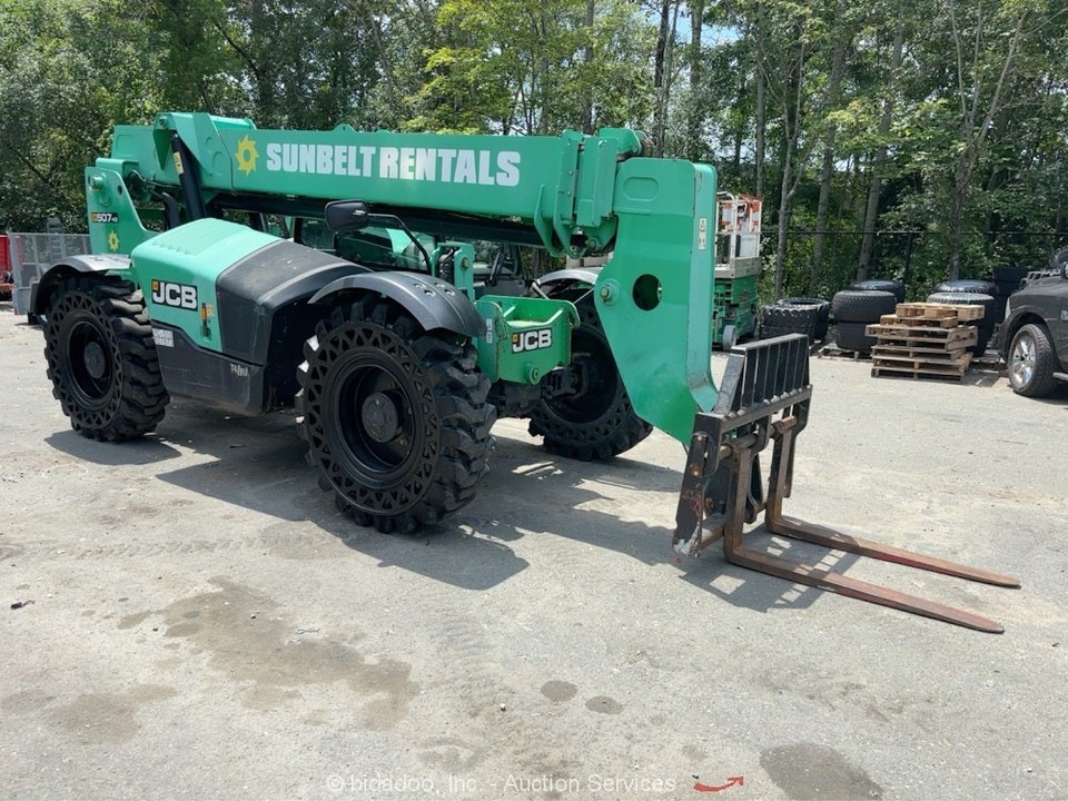 2015 JCB 507-42 42' 7,000 lb Telescopic Reach Forklift Telehandler Cab ...