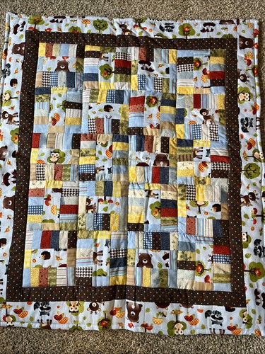 Handmade Baby Quilt Or Play Mat, 30x36”, Woodland Animal Theme | eBay