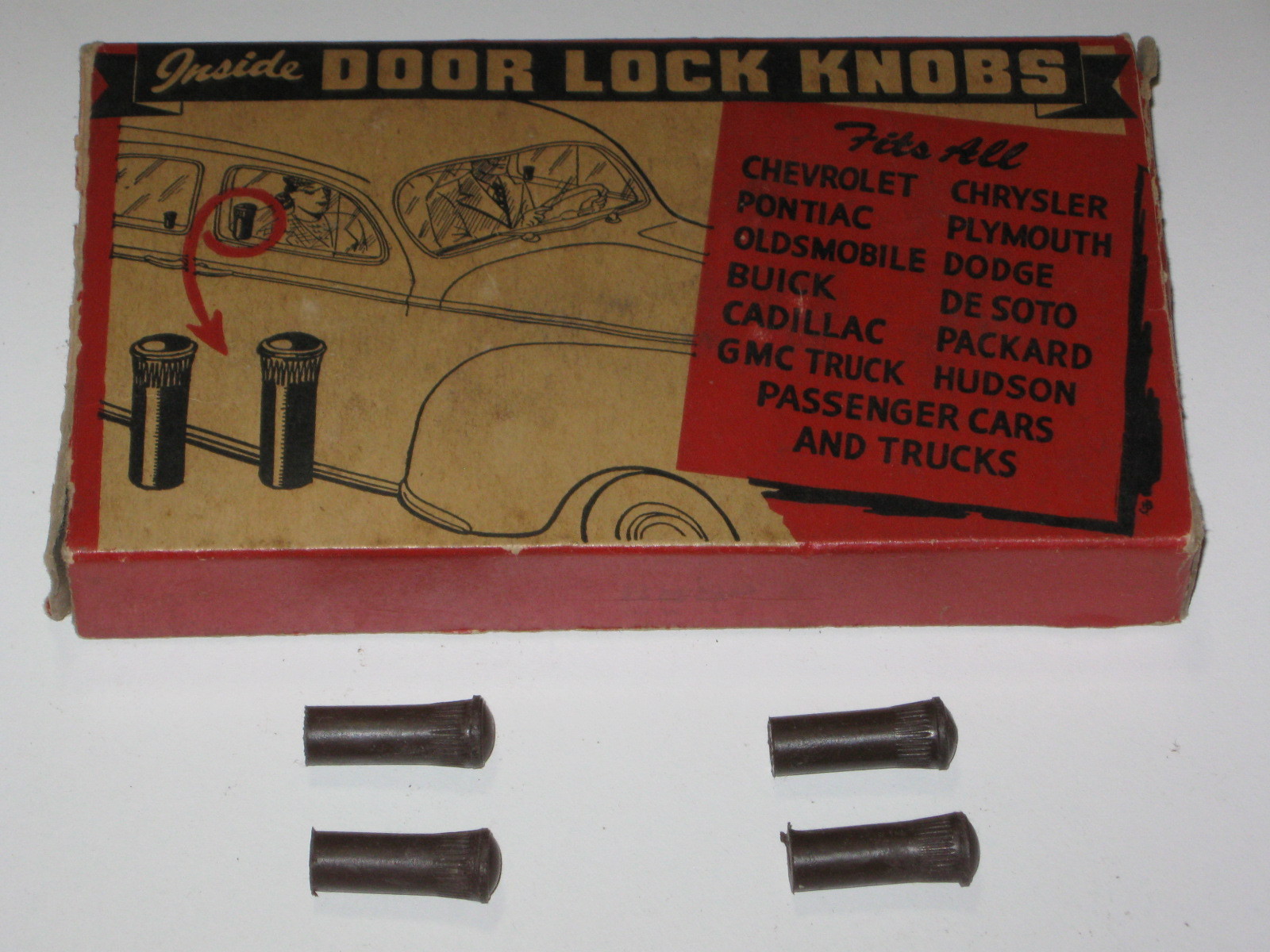 30'S 40'S 50'S DESOTO PACKARD SET OF 4 DOOR LOCK KNOBS - BOX NOT ...
